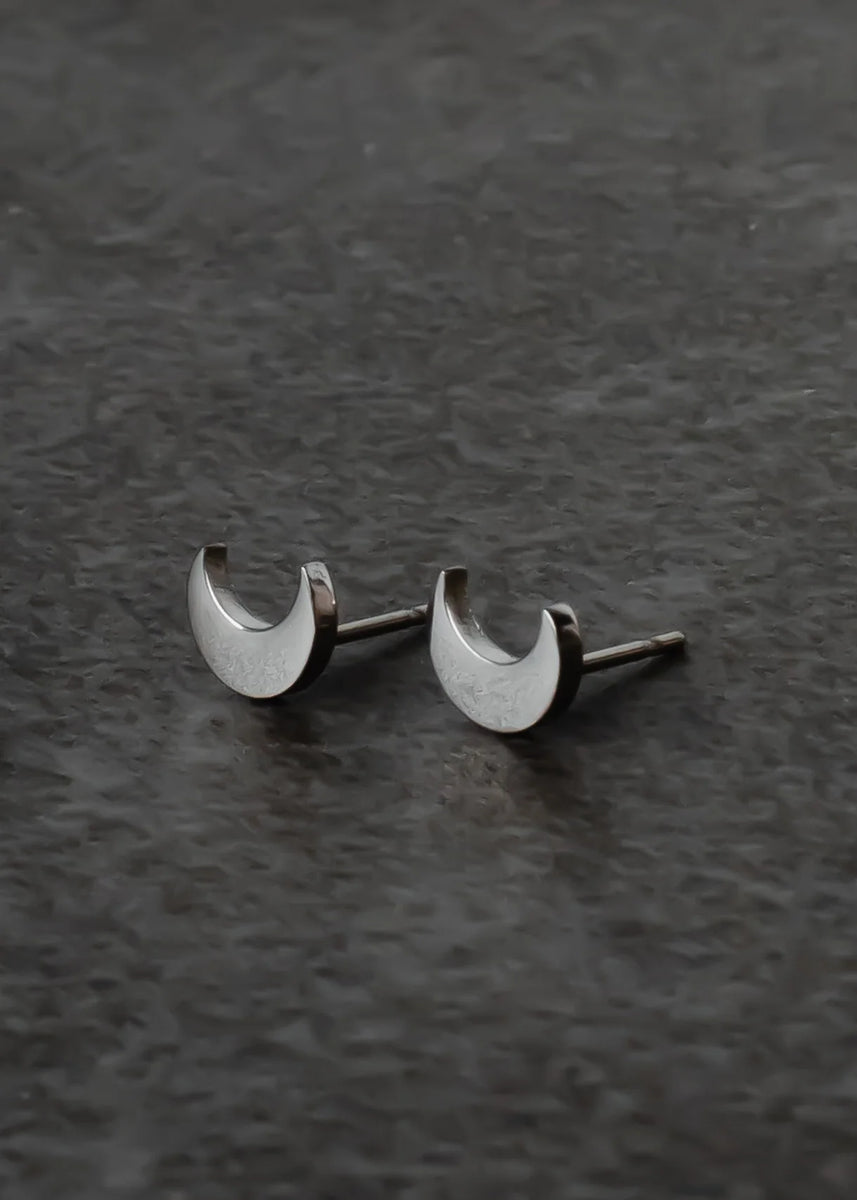 Half Moon Stud Earrings Silver – The Whiskey Wrangler Mercantile