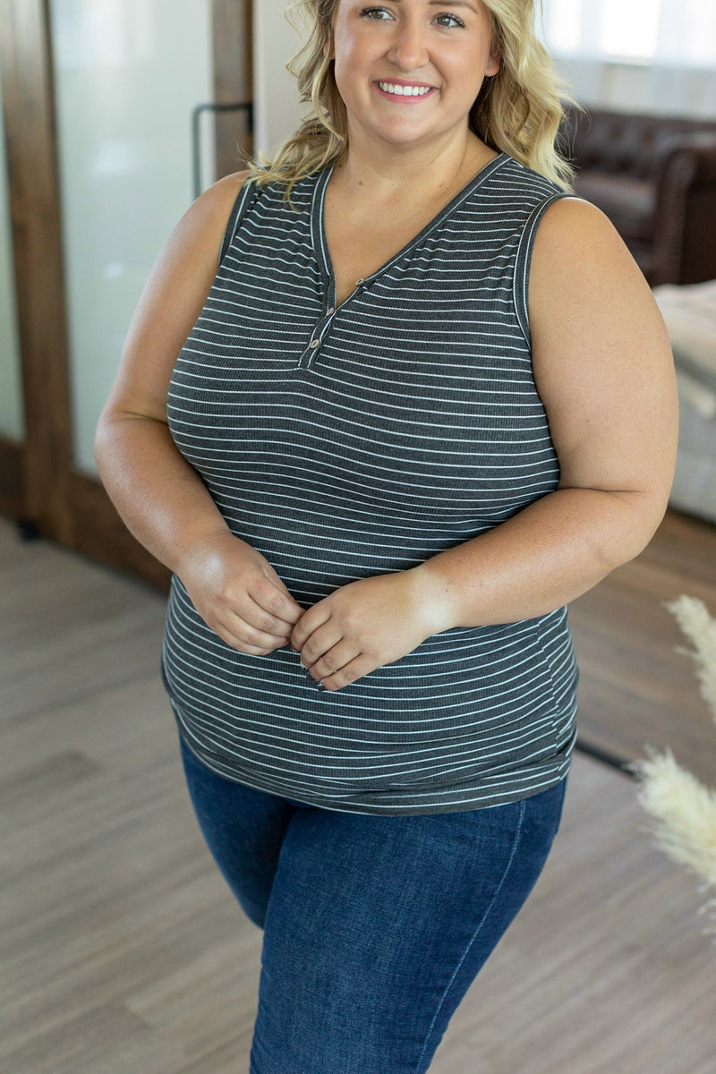 Addison Henley Tank Charcoal Stripes – The Whiskey Wrangler Mercantile
